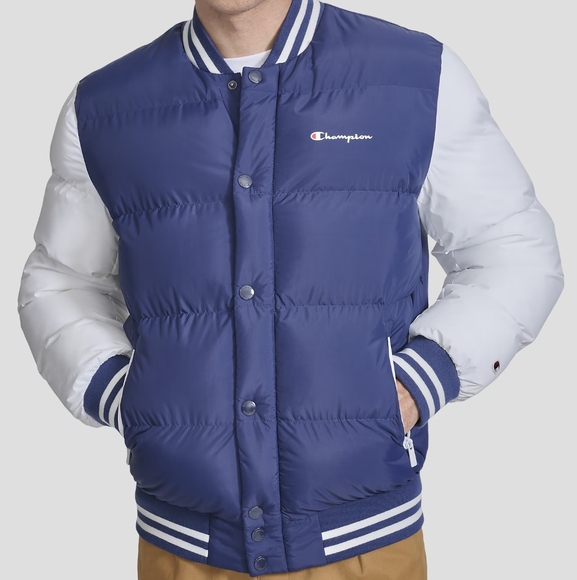 Champion | Jackets & Coats | Nwt Champion Varsity Bomber Jacket Blue ...